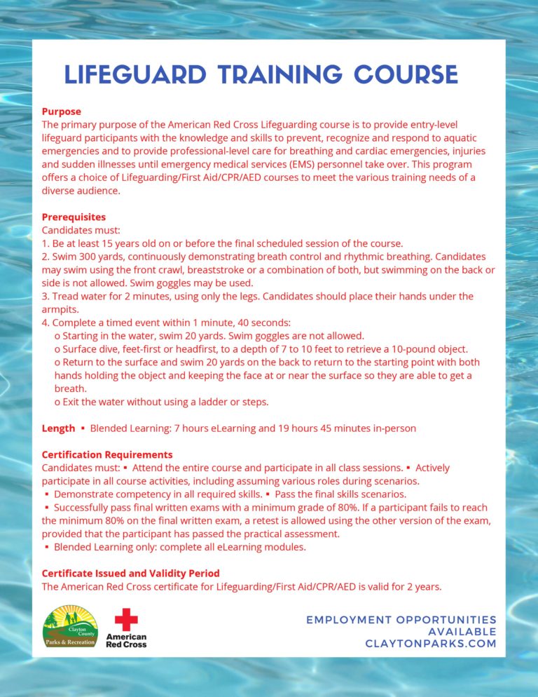 Lifeguard Info – Clayton County Parks