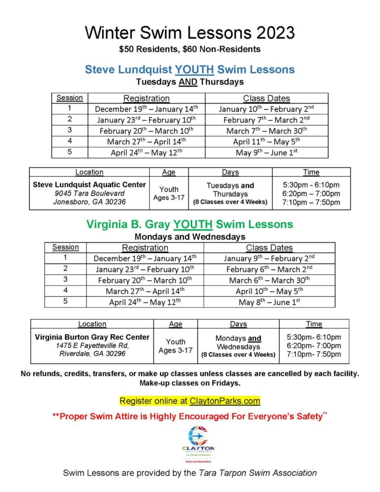 Swimming Lessons – Clayton County Parks