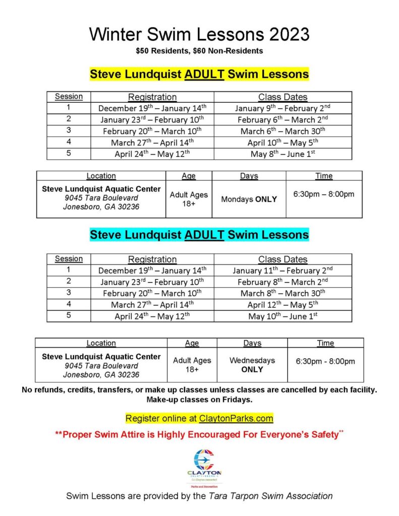 Swimming Lessons – Clayton County Parks