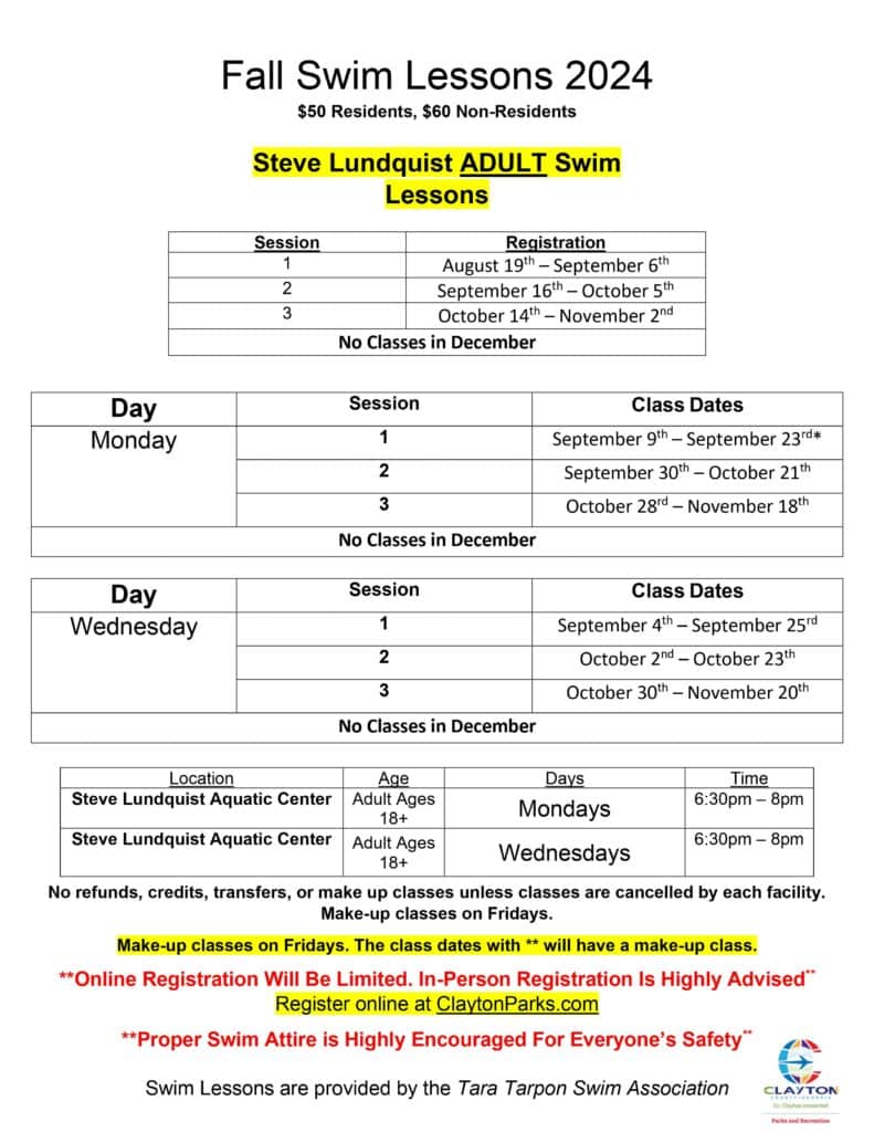 Swimming Lessons – Clayton County Parks
