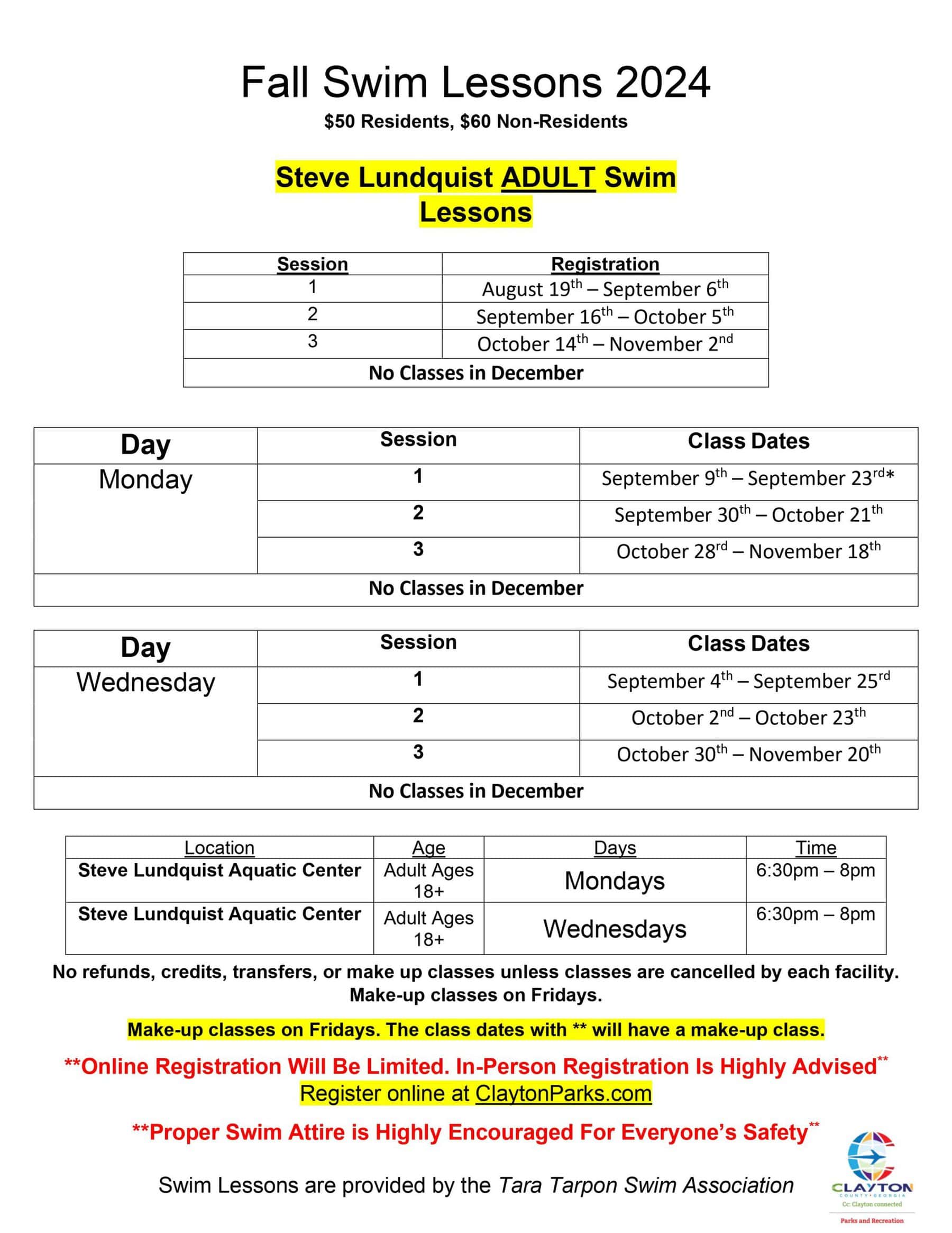 Swimming Lessons – Clayton County Parks